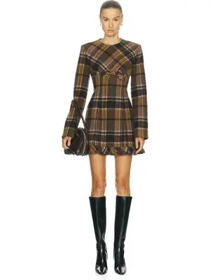 Acne Studios Delfin Plaid Mini Dress - Multi Brown