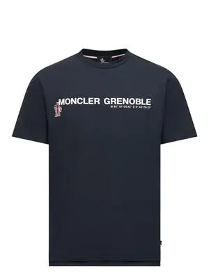 Moncler Logo Cotton T-shirt - Blue