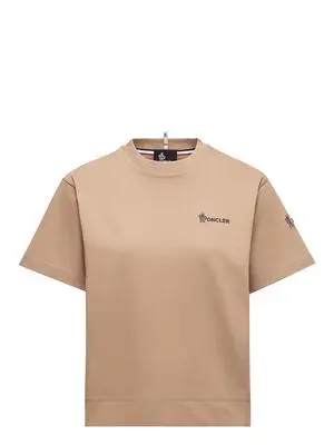 Moncler Embossed Logo Cotton T-shirt - Beige