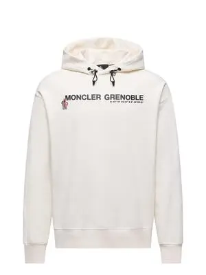 Moncler Logo Cotton Hoodie - White
