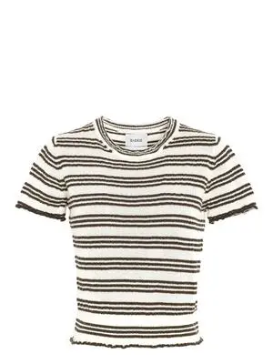 BARRIE Cashmere-cotton Blend Seersucker Top - Stripe