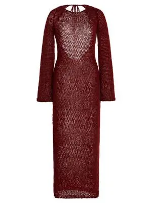 NIA THOMAS Kate Bell-sleeve Knit Maxi Dress - Red