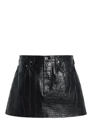 AGOLDE Keira Croc-effect Mini Skirt - Black