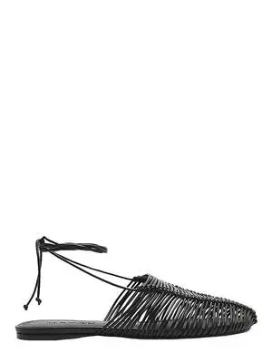 Farm Rio Macrame Ankle Tie Sandals - Black
