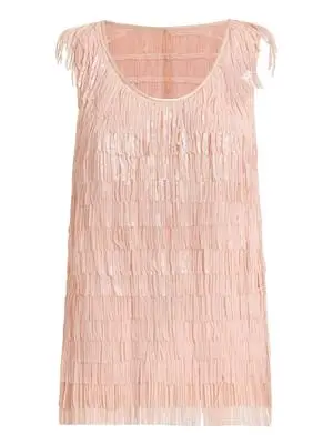 Dolce & Gabbana Sleeveless Top With Sequined Fringe Embellishment - Pink