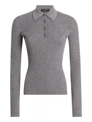 Dolce & Gabbana Ribbed Wool Pullover - Grey