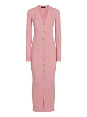 Dolce & Gabbana Long Ribbed Wool Cardigan - Pink