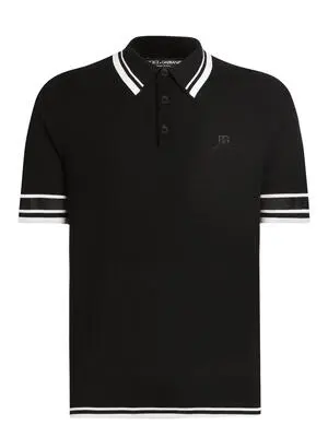 Dolce & Gabbana Silk Piqué Polo Shirt - Black