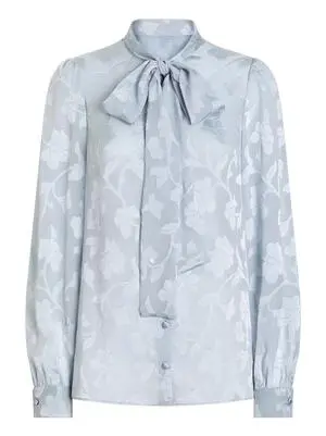Dolce & Gabbana Floral Fil Coupé Jacquard Chiffon Shirt - Azure