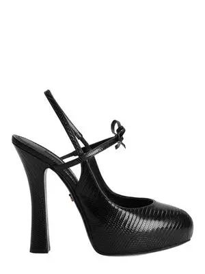 DOLCE & GABBANA Lizard Skin Platform Slingbacks With Bow Detail