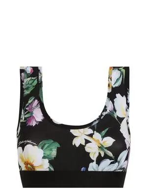 Dolce & Gabbana Activewear Bra Top In Floral- Jersey - Print