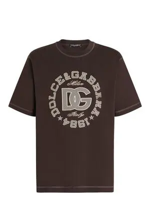 Dolce & Gabbana Cotton T-shirt With Embroidery - Brown