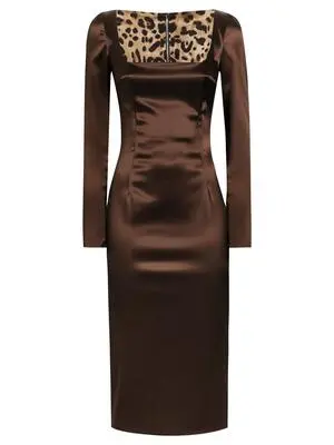 Dolce & Gabbana Bodycon Stretch Satin Dress - Brown