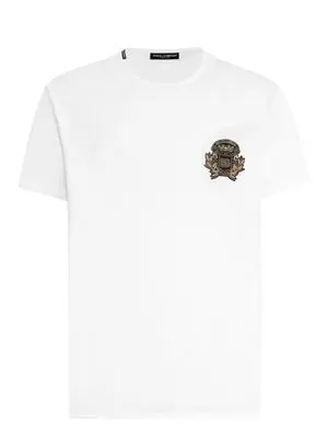 Dolce & Gabbana Cotton T-shirt With Heraldic Patch White