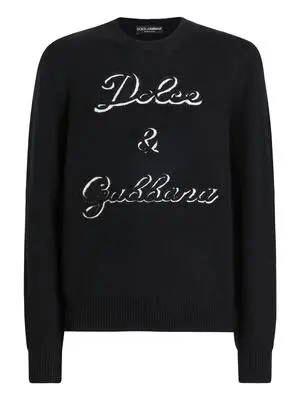 Dolce & Gabbana Wool Pullover With Intarsia - Black