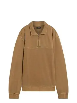 Paige French Cotton-terry Half-zip Sweatshirt - Camel