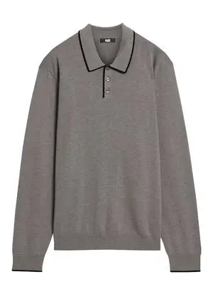 Paige Cotton-blend Polo Sweater - Gray