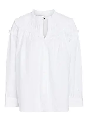 Sandro Ruffled Cotton-poplin Shirt - White
