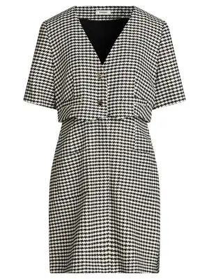 Sandro Houndstooth Tweed Mini Dress - Black