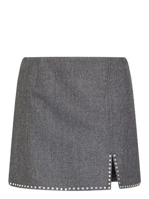 Sandro Crystal-embellished Wool-twill Mini Skirt - Dark Gray