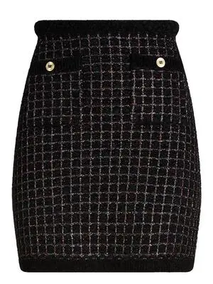 Sandro Metallic Checked Knitted Mini Skirt - Black