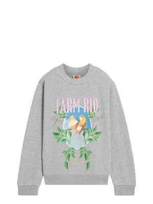 Farm Rio Printed Fleece Sweatshirt - Light Gray