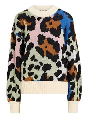 Farm Rio Leopard Jacquard-knit Sweater - Mint