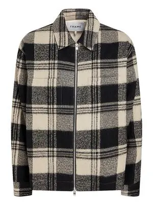 FRAME Checked Cotton And Wool-blend Jacket - Black