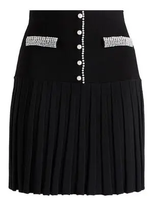 Sandro Embellished Stretch-knit Mini Skirt - Black
