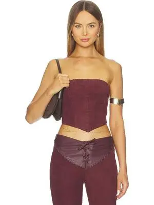 UNDERSTATED LEATHER Hankerchif Whipstitch Top - Chocolate