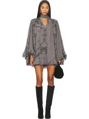 Free People Bali September Sun Mini Dress - Charcoal Grey