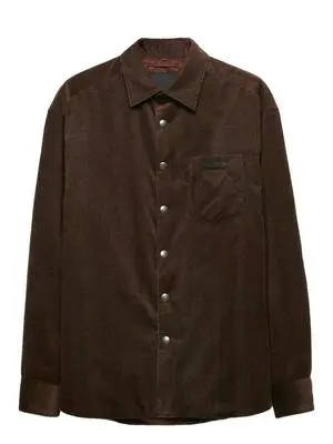 Prada Corduroy Patch-pocket Shirt - Brown
