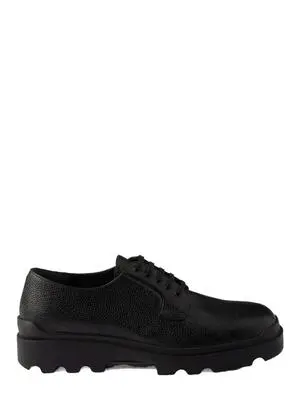 Prada Pebble-grain Leather Lace-up Shoes - Black