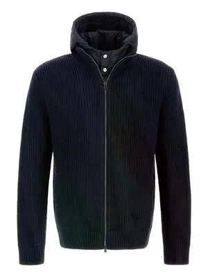Herno Ribbed Knit Zip-up Sweater - Blue