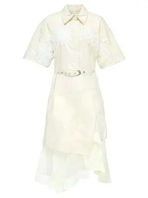 3.1 Phillip Lim Lace-panel Belted Shirt Dress - Neutrals