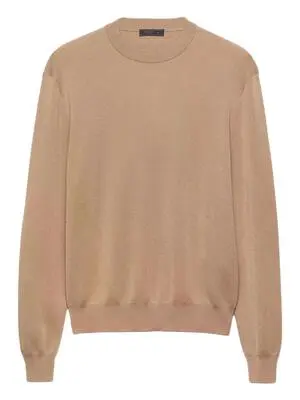 Prada Cashmere Sweater With Triangle Logo - Brown