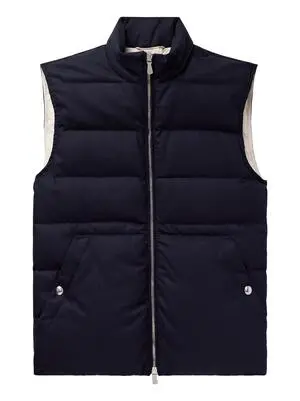 Eleventy Quilted Wool Down Gilet - Blue