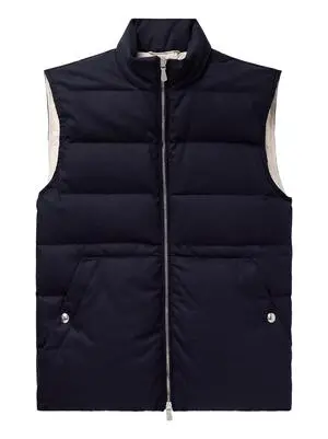 Eleventy Quilted Wool Down Gilet - Blue