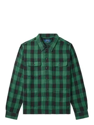 Polo Ralph Lauren Logo-embroidered Checked Cotton-flannel Overshirt - Green