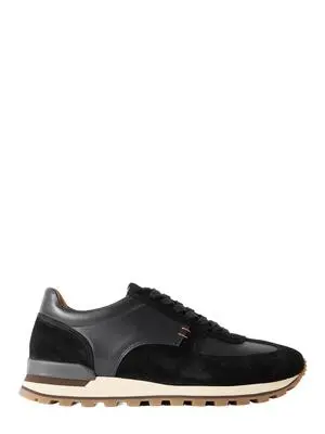 Mr P. Carlos Leather And Suede Sneakers - Black