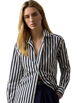 Ralph Lauren Relaxed Fit Striped Cotton Shirt - Icon Navy/white