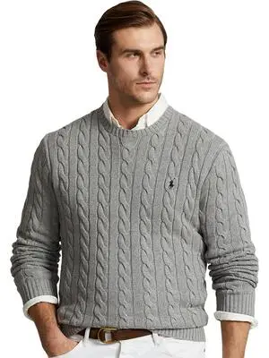 Ralph Lauren Cable-knit Cotton Sweater - Fawn Grey Heather