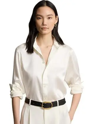 Ralph Lauren Slim Fit Silk Shirt - Trophy Cream