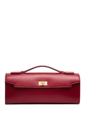 ANYA HINDMARCH Mortimer Boxy Leather Clutch Bag Red