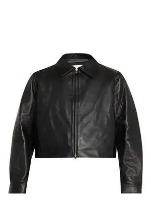 Vince Cropped Faux Leather Jacket - Black