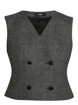 Theory Wool Suiting Vest - Pepper Multi