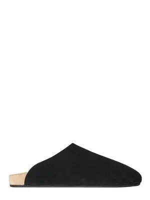 THE ROW Hudson Suede Slide Mules - Black