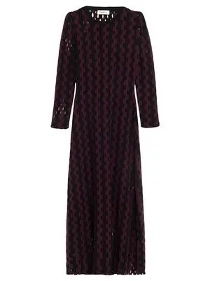 ZANKOV Natalie Two-tone Open-knit Maxi Dress - Red Black
