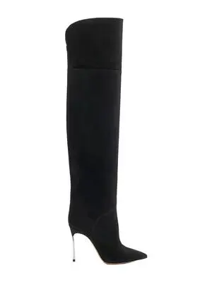 Casadei 100mm Metallic-heel Over-the-knee Suede Boots - Black