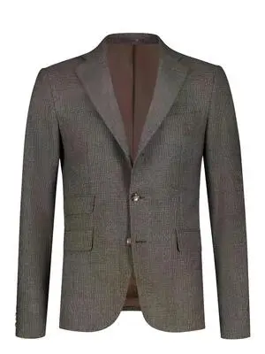 PAUL ZEIST Checked Single-breasted Blazer - Brown